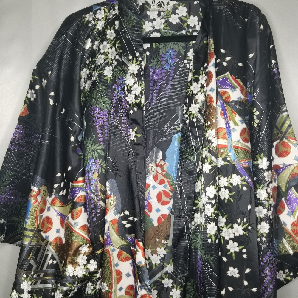 Nihon Satin Japanese Yukata Kimono Night Robe - Gem